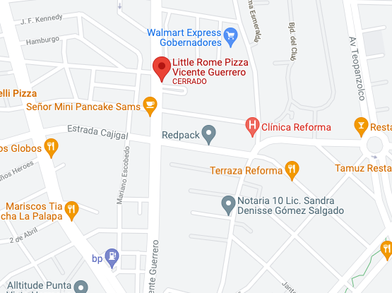 Sucursales | Little Rome Pizza!