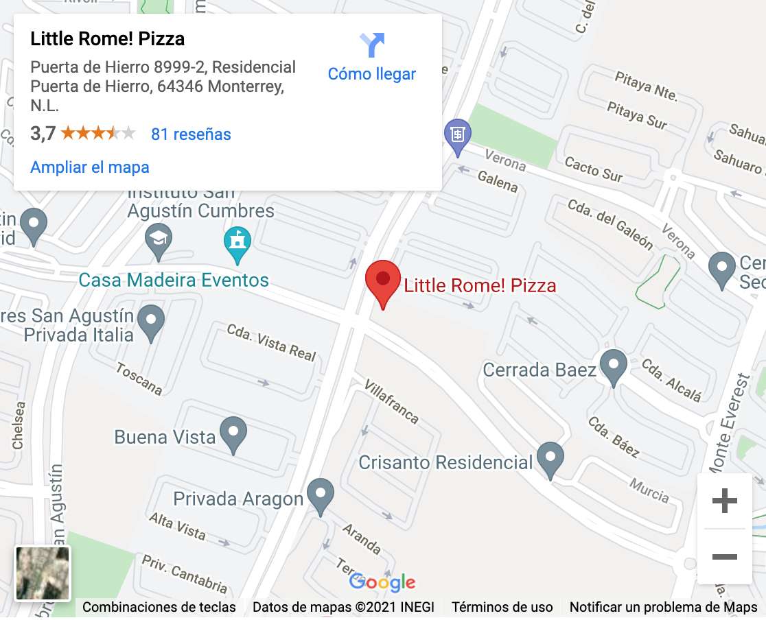 Sucursales | Little Rome Pizza!